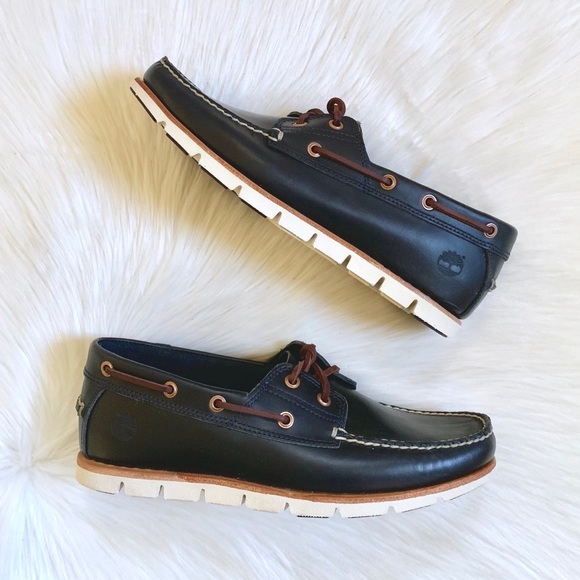 Timberland | Shoes | Timberland Navy Leather Tidelands 2 Eye Boat Shoes ...